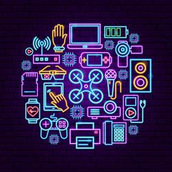 Computer Technology Neon Concept Royalty Free Vector Image