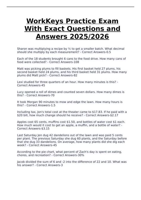 Workkeys Practice Exam With Exact Questions And Answers 2025 2026