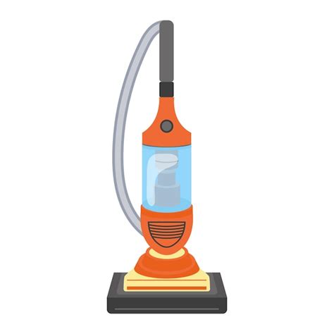Premium Vector Orange Vacuum Cleaner In Flat Design Vertical Hoover
