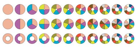 Round Colorful Graphs With Outline From 1 To 10 In Three Styles
