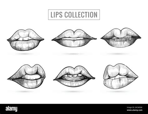 Hand Drawn Sketch Lips Collection Design Stock Vector Image Art Alamy