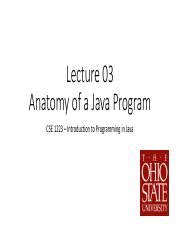 03AnatomyOfAJavaProgram Pdf Lecture 03 Anatomy Of A Java Program CSE