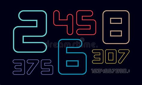 Numeric And Symbol Font Sport Font With Numeric Numbers Stock Vector