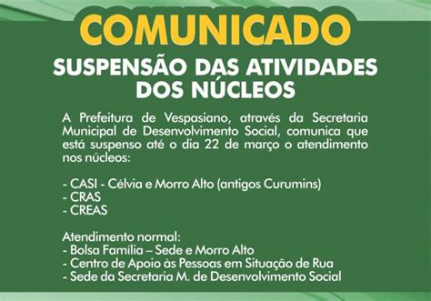 Suspensão De Atividades Prefeitura Municipal De Vespasiano