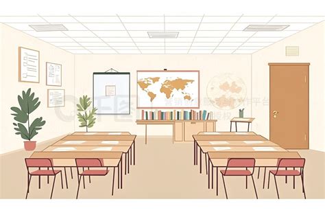 Classroomai数字艺术 Classroom卡通简约风温馨教室场景长桌盆栽黑板地球仪插画 Ai平面元素免费下载 Png格式 4032像素 编号71590588 千图网