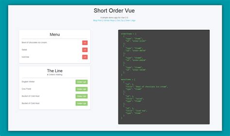 Short Order Vue A Vue 2 0 App Slot Digital