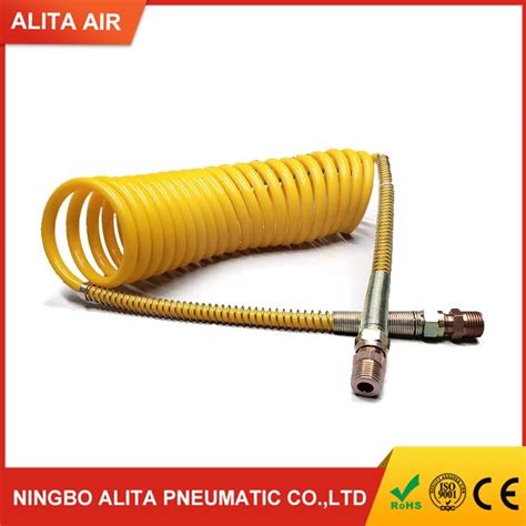 Spiral Pu Coiled Air Compressor Hose Assembly Pu Coiled Hose And Pu
