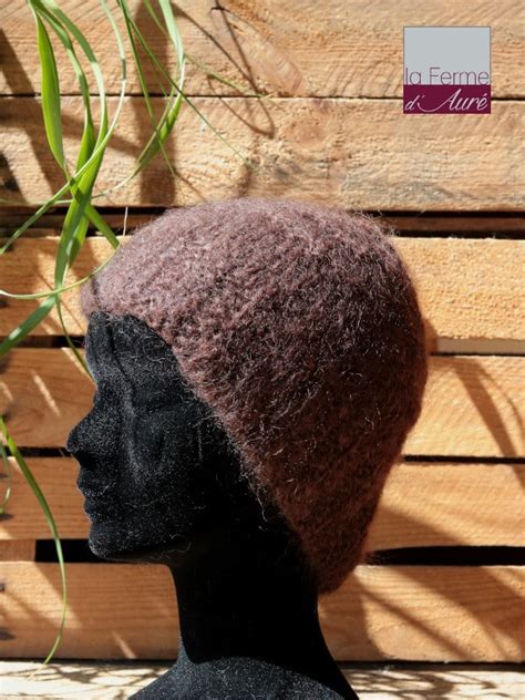 Bonnet Laine Mohair Chocolat Tricot Main Mohair France