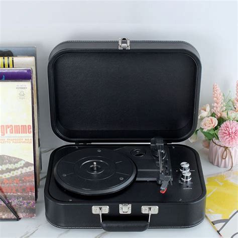 Goka Rp05 შავი ჩემოდნანი ფირსაკრავი Vinyl Ge მუსიკალური ვინილები ფირფიტები