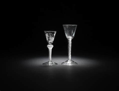 Bonhams Two Good Airtwist Wine Glasses Circa 1760
