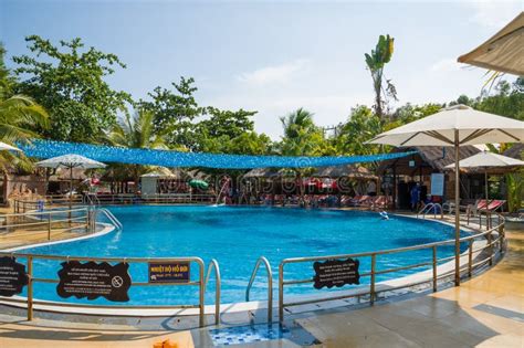 Recreation Area With A Swimming Pool In The Spa Resort Of Thap Ba Hot