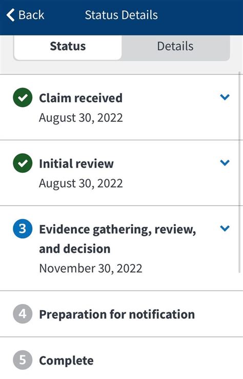 updated claim showing no update r veteransbenefits