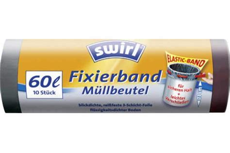 Swirl Müllbeutel Mit Fixierband 60 L 10 Stück Siax Reinigungsmaterial24