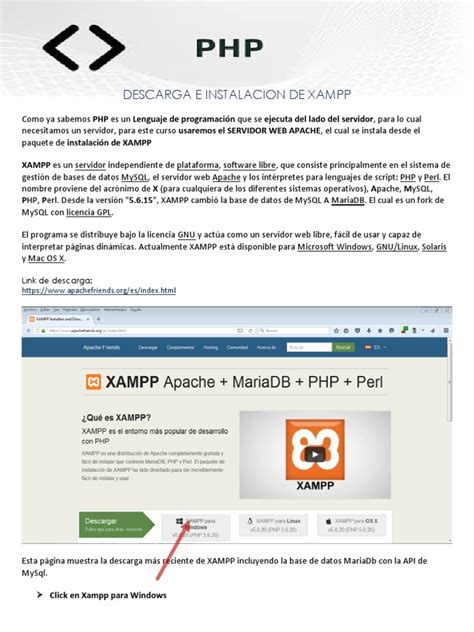 Instalacion Del Servidor Web Apache Con Xampp Pdf Php Servidor