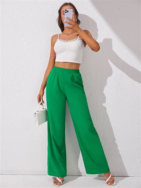 Shein Tall Solid Wide Leg Trousers Shein Uk