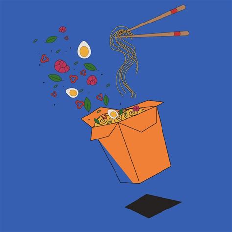 Premium Vector Chinese Wok Noodles To Go Illustration Of Asian Food