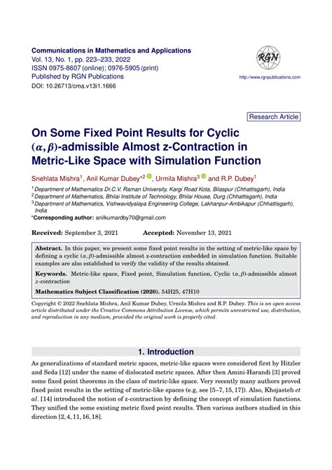 Pdf On Some Fixed Point Results For Cyclic Alphabeta