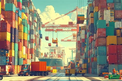 An Expansive Ship Port Is Abuzz With Activity Where A Robust Container Ai Photo Premium Ai
