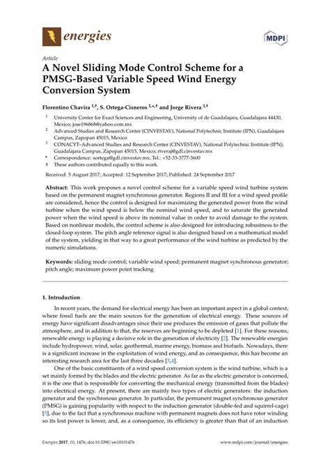 Pdf A Novel Sliding Mode Control Scheme For A Pmsg Based Variable