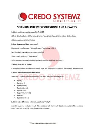 Selenium Interview Questions And Answers PDF