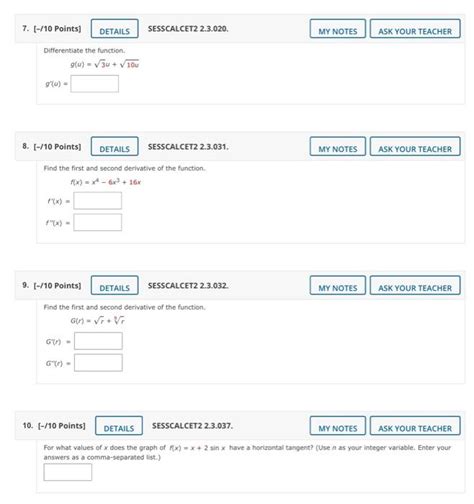 Solved Sesscalcet2 2 3 020 My Notes Ask Your Teacher 7