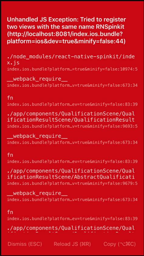 tried to register two views with the same name rnspinkit error with