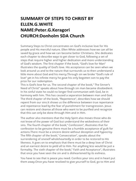 Summary Of Steps To Christ By Ellengwhite Pdf Jesus Sin
