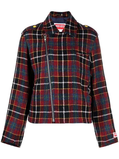 Checked Tweed Biker Jacket Editorialist