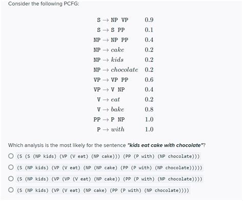 Solved Consider The Following Pcfg Which Analysis Is The