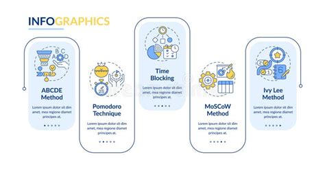 prioritization techniques rectangle infographic template stock vector