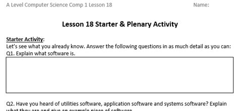 Ocr Alevel Computer Science Comp 1 Unit 122 System Application