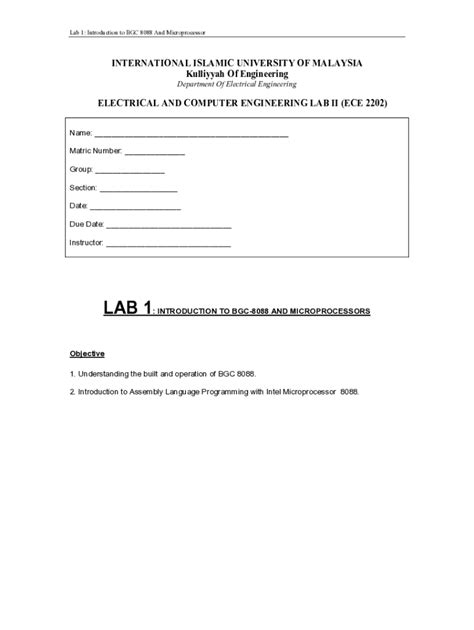 Fillable Online Lab Introduction To BGC And Microprocessor Fax Email Print PdfFiller