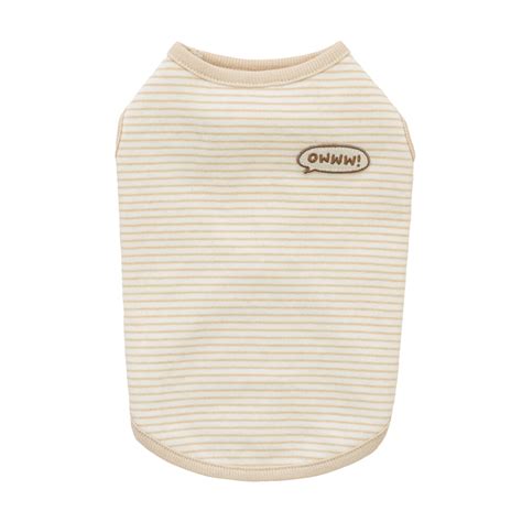 오가닉 심플티 민소매 가는 줄무늬 베이지 오우스튜디오