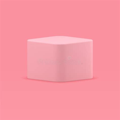 Smooth Cube Podium Pink Symmetric Polygon Geometric Shape Basic Foundation 3d Design Vector