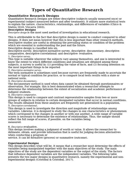 Types Of Quantitative Research Pdf Sampling Statistics Sample Size Determination