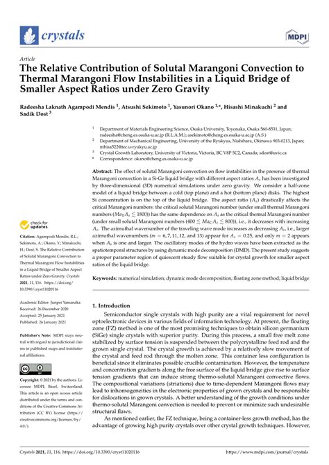 Pdf The Relative Contribution Of Solutal Marangoni Convection To Thermal Marangoni Flow