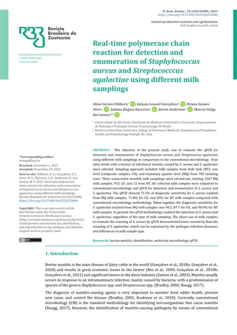 Pdf Real Time Polymerase Chain Reaction For Detection And Enumeration Of Staphylococcus Aureus