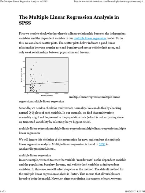 The Multiple Linear Regression Analysis In Spss Pdf Regression