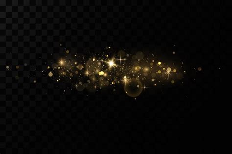 クリスマスライト効果きらめく魔法のほこりの粒子ほこりの火花と金色の星が輝く プレミアムベクター