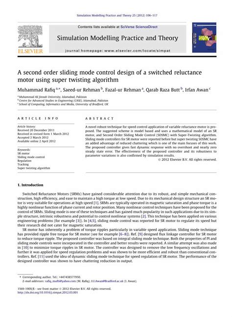 Pdf A Second Order Sliding Mode Control Design Of A Switched