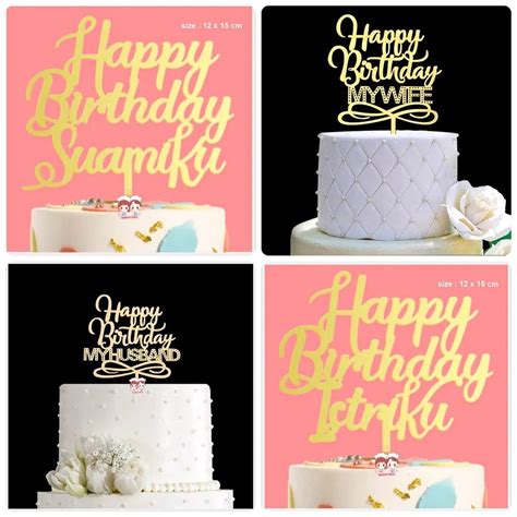 Jual New Topper Kue Happy Birthday My Wife Happy Birthday My Husband Happy Birthday My