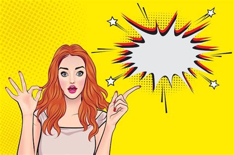 Fille De Pop Art Montrant Une Invitation Une F Te De Club De Geste Ok Ou Une Conception De