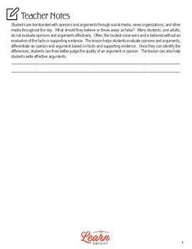 Evaluating Opinions And Arguments Lesson Plan By Learn Bright Education