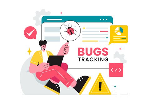 Illustration Of A Bug Tracking Tool With Mobile Phone Protection From Computer Viruses In A