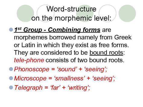Word Structure Morphemic Structure Of Words Lecture 8 Word Structure Morphemic Structure Of Words Lecture 8