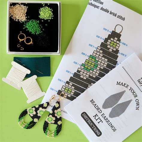 Diy Beaded Fringe Earrings Kit Spring Green Snails And Fairydust