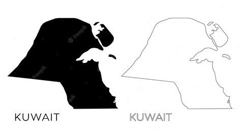 Premium Vector A Black And White Map Of Kuwait And Kuwait