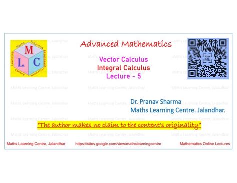 Advanced Mathematics Vector Calculus Integral Calculus Line Integral