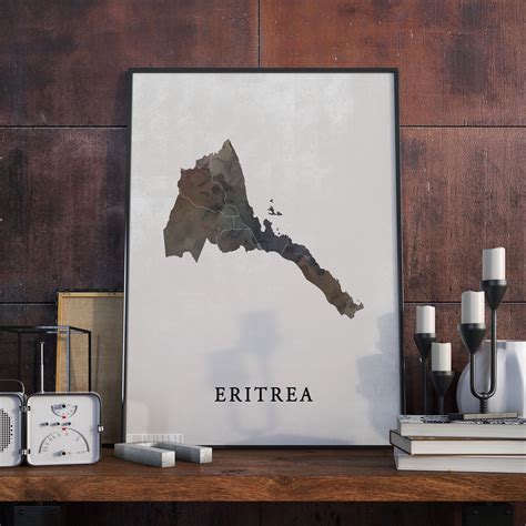 Eritrea Vintage Style Map Print Eritrea Map Poster T Etsy