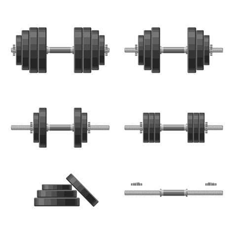 Premium Vector Dumbbell With Removable Disks Different Weights Set